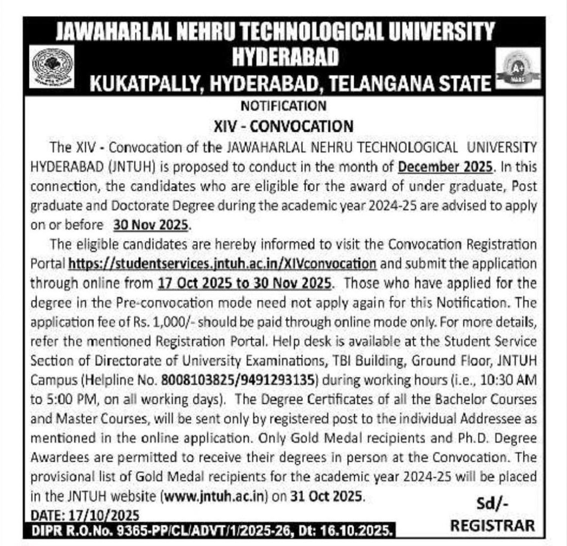 Jawaharlal Nehru Technological University Hyderabad